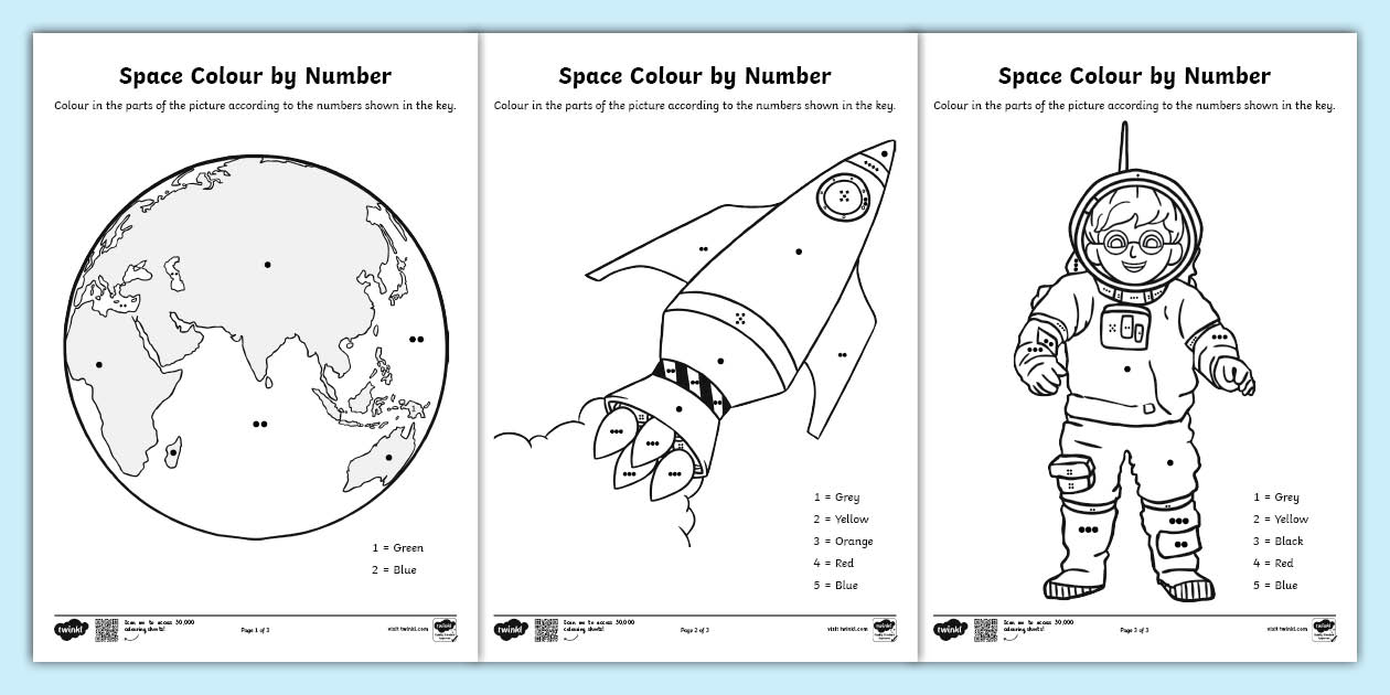 Space Color By Numbers Dots (Teacher-Made) - Twinkl