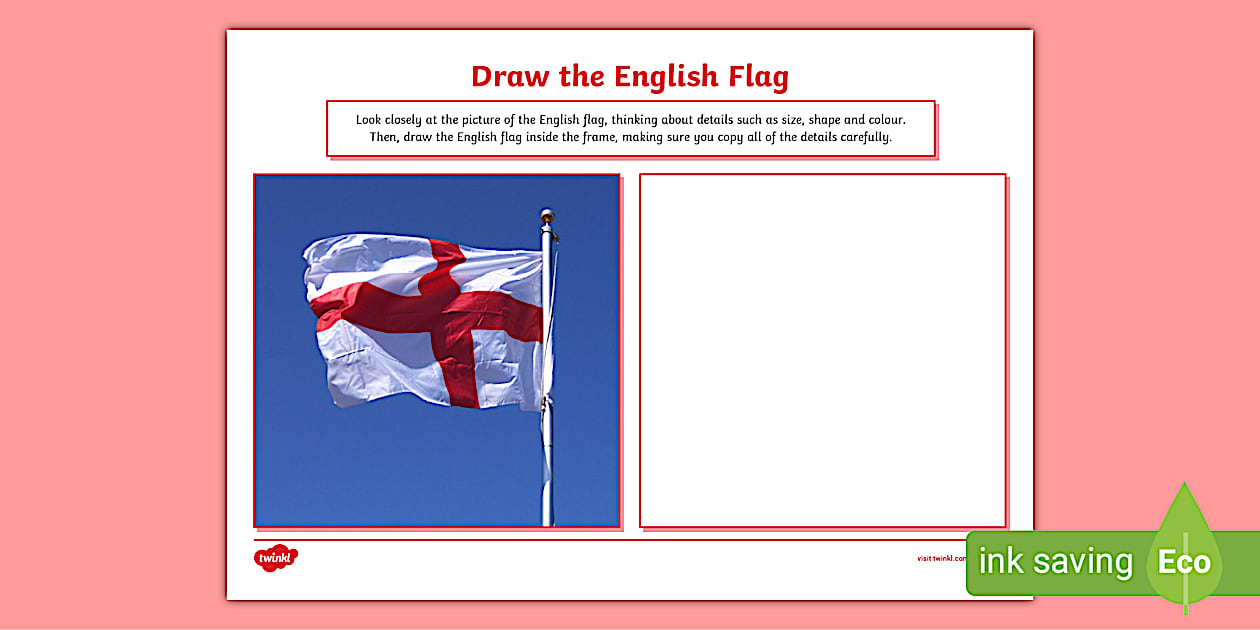 Draw the English Flag Image Activity (teacher made) - Twinkl