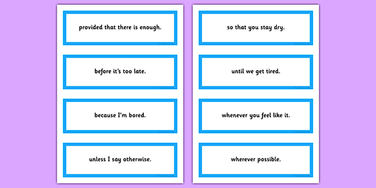 Subordinate Clause Flash Cards (teacher made) - Twinkl