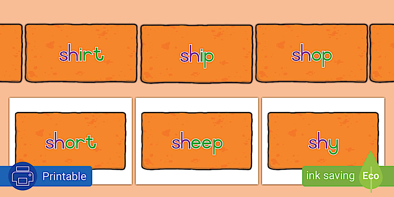 Grade 1 Phonics: sh- Word Wall Cards (teacher made) - Twinkl