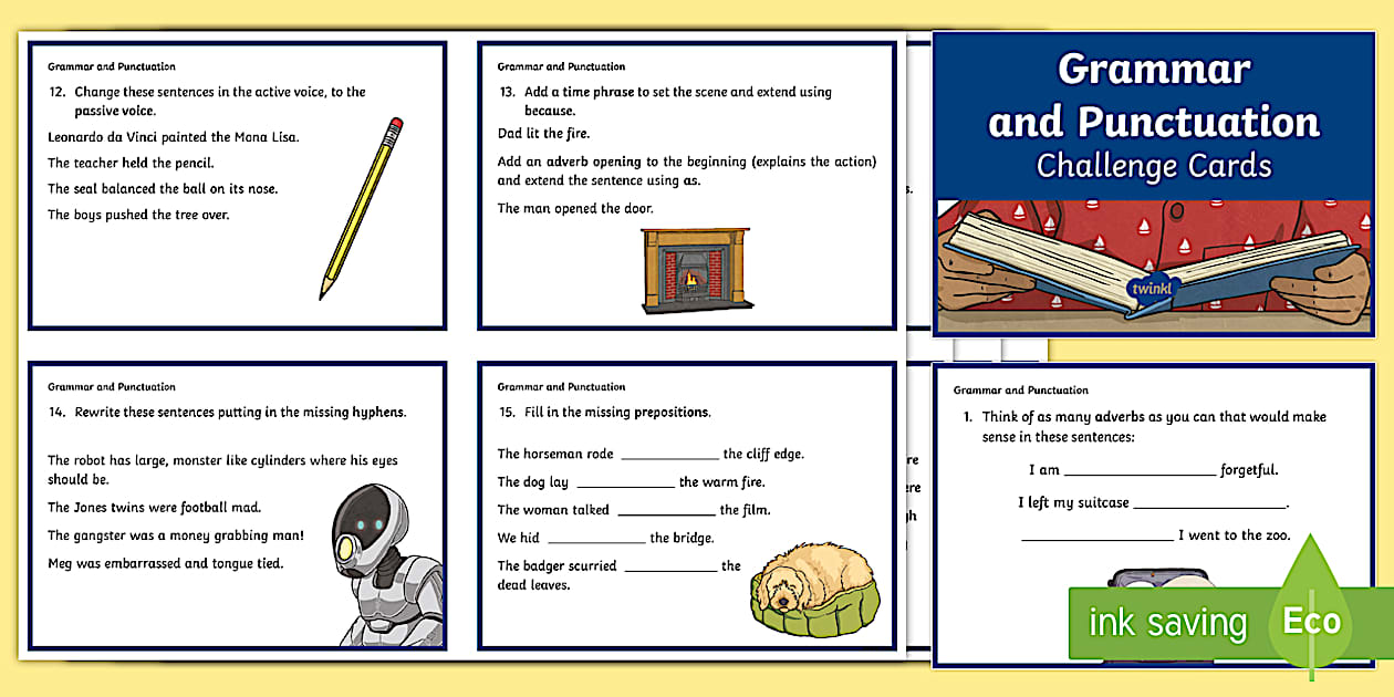 Grammar and Punctuation Challenge Cards (Teacher-Made)