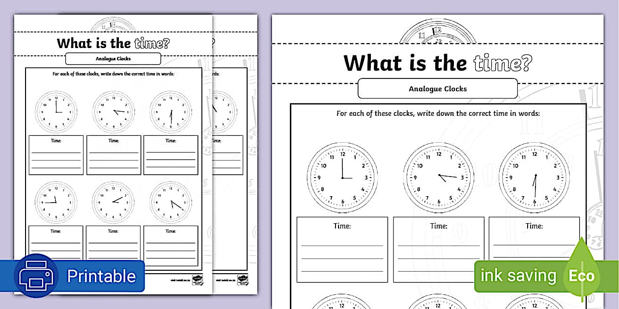 What is the time? (Analogue Clocks) - Activity Sheet