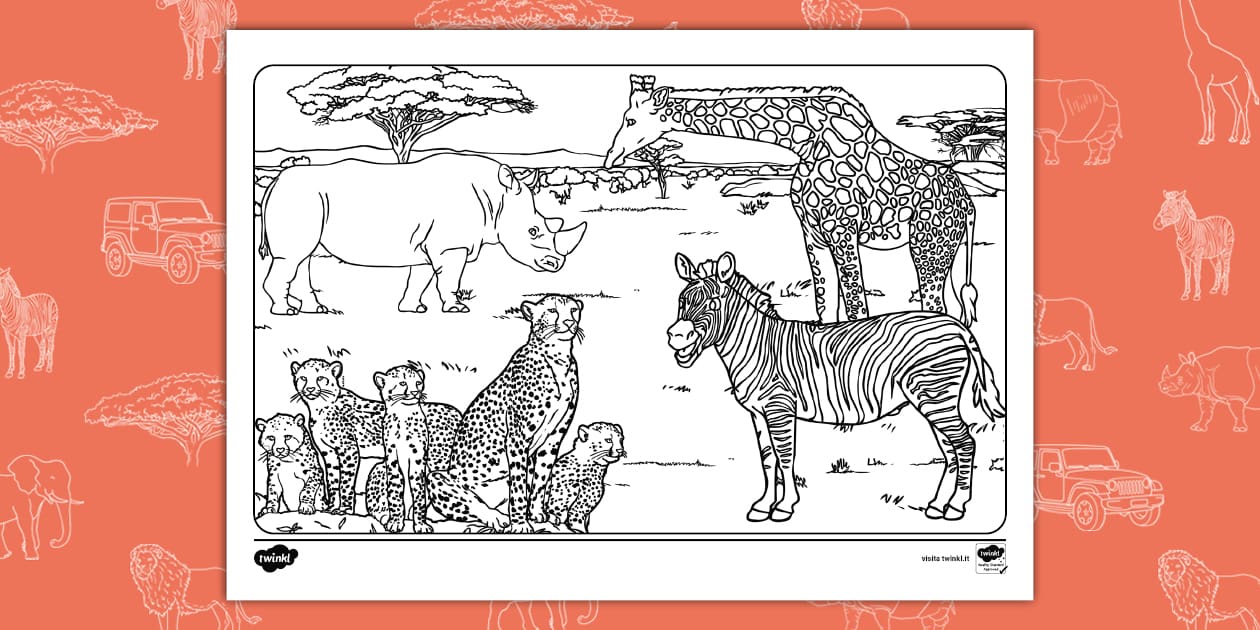 Foglio da colorare: Safari - Twinkl Colouring