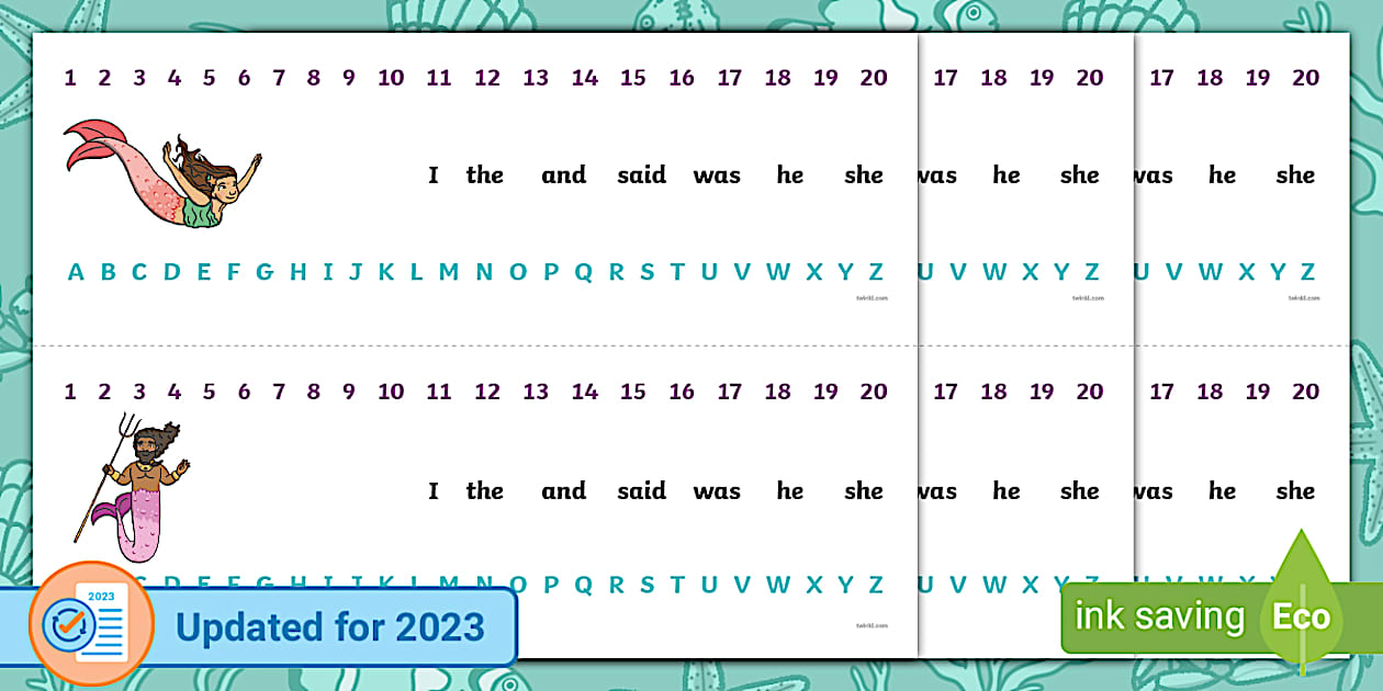 The Little Mermaid Combined Number and Alphabet Strips - stories