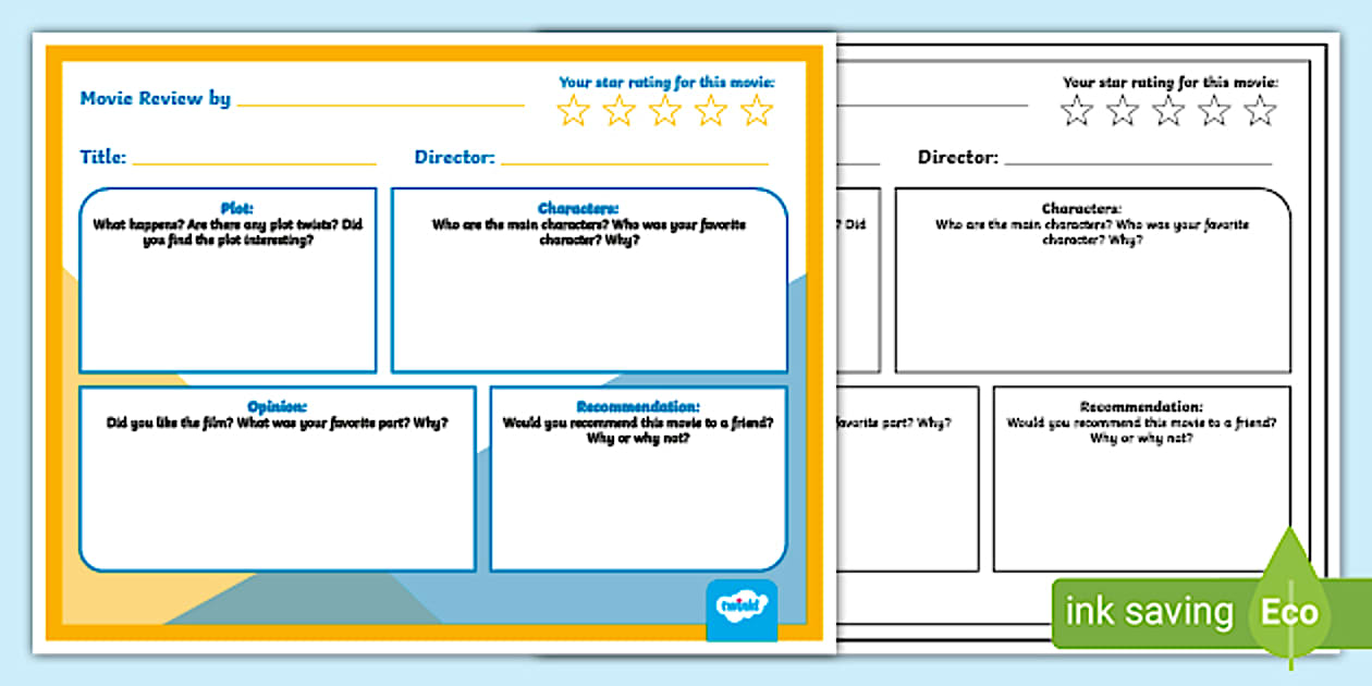 Movie Review Writing Template - Twinkl
