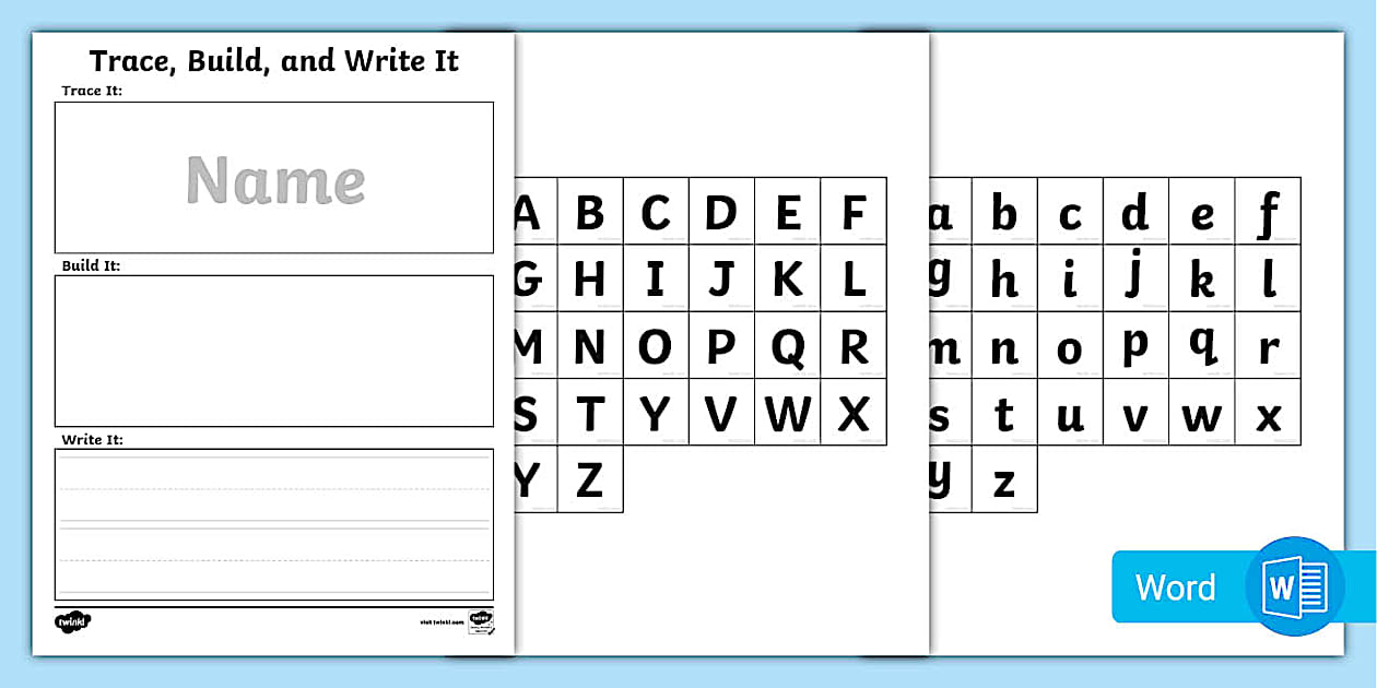 Editable Trace, Build, and Write It Name Activity - Twinkl