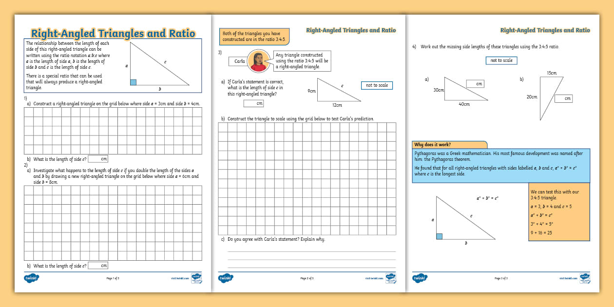 👉 Ratio and Special Triangles 3:4:5 Rule Activity Sheet | KS2