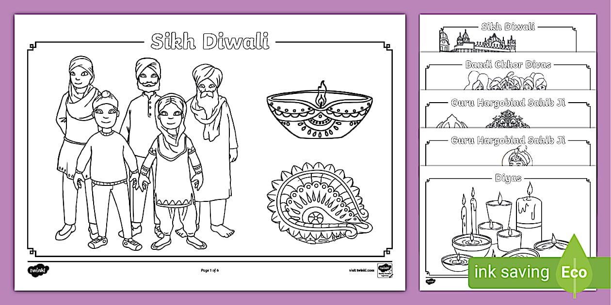 Sikh Diwali Colouring Sheets (teacher made) - Twinkl