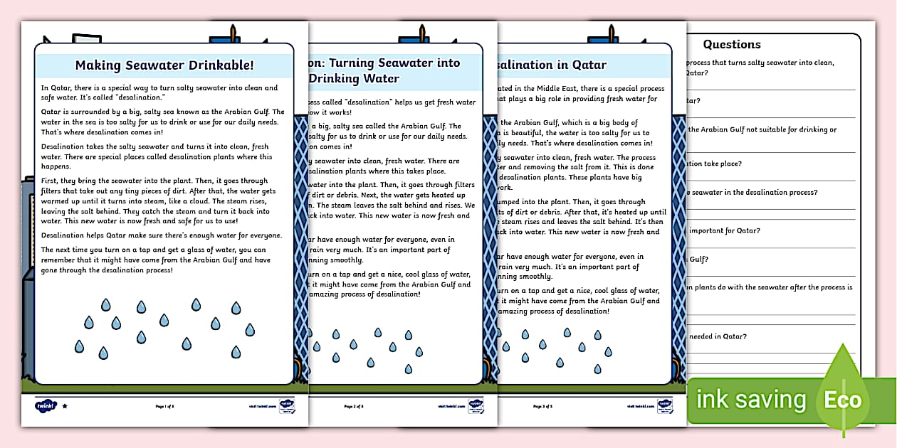Desalination in Qatar Differentiated Reading (teacher made)