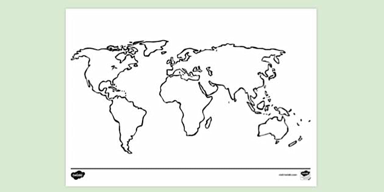 Blank World Map Colouring Sheet | Colouring Sheets - Twinkl