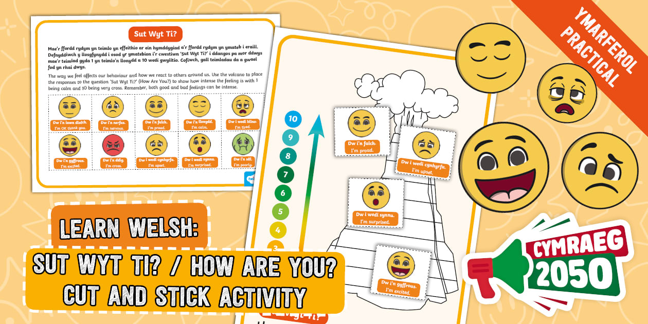 Learn Welsh: Sut Wyt Ti? / How Are You? Cut and Stick Activity
