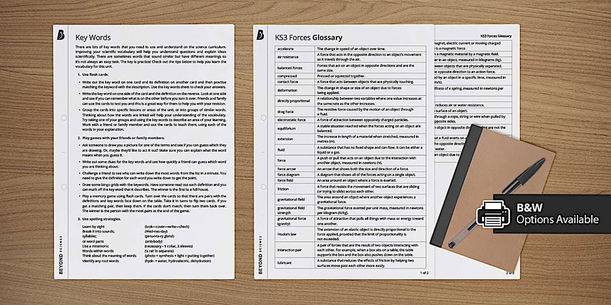 Forces Glossary | KS3 Forces | KS3 Science | Beyond Science
