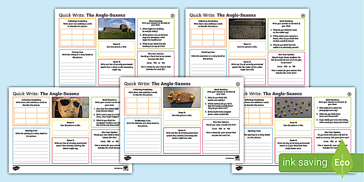 The Anglo-Saxons Quick Write Activity Mat Pack Ages 7-9