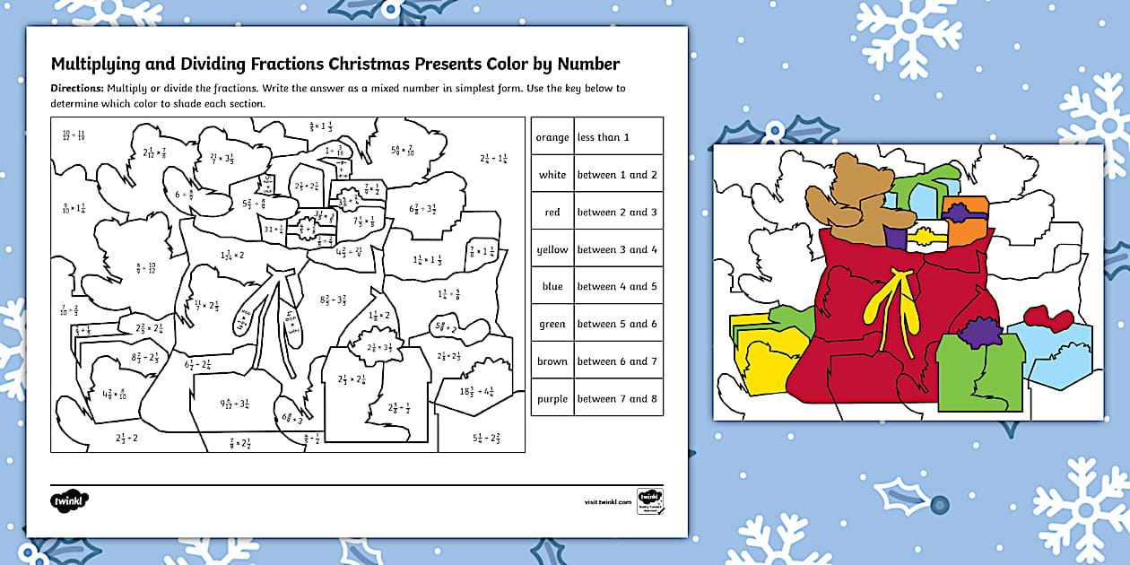 Seventh Grade Multiplying and Dividing Fractions Christmas Presents ...