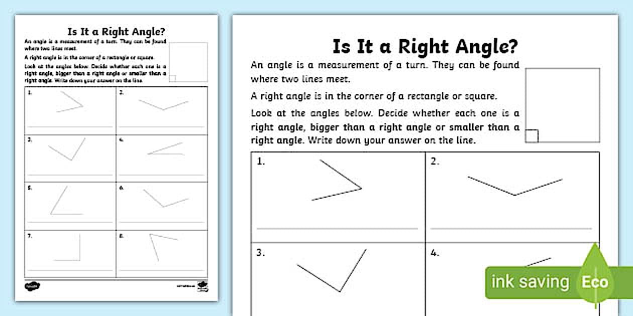 Right Angles Worksheet / Worksheet - Classroom Resource