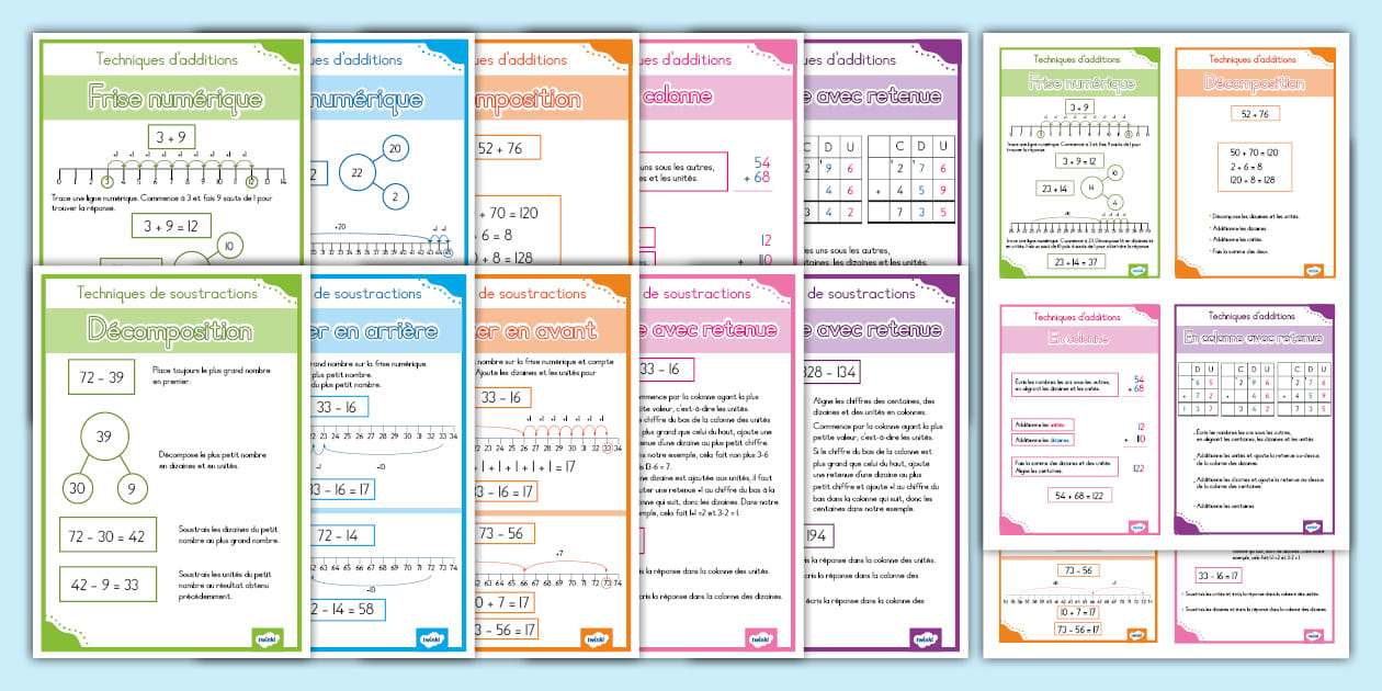 Affiches - Techniques d'additions et de soustractions