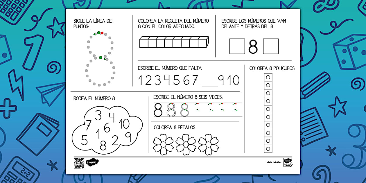 Ficha del número 8 (teacher made) - Twinkl
