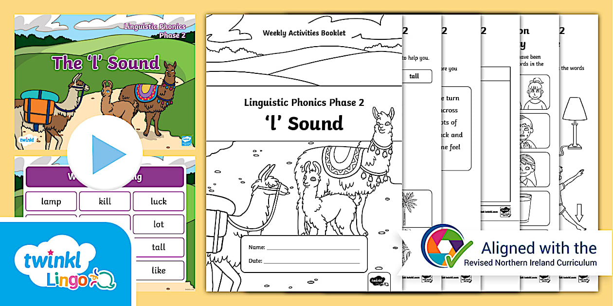 NI Linguistic Phonics Phase 2 'l' Sound Weekly Activities Pack