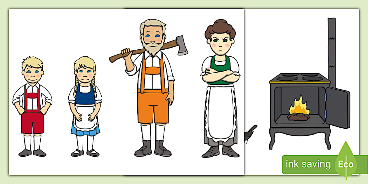 Hansel and Gretel Stick Puppets (teacher made) - Twinkl