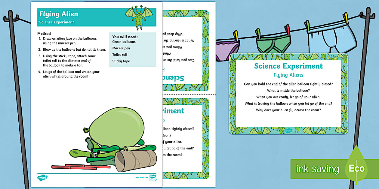 EYFS Flying Alien Science Experiment and Prompt Card Pack