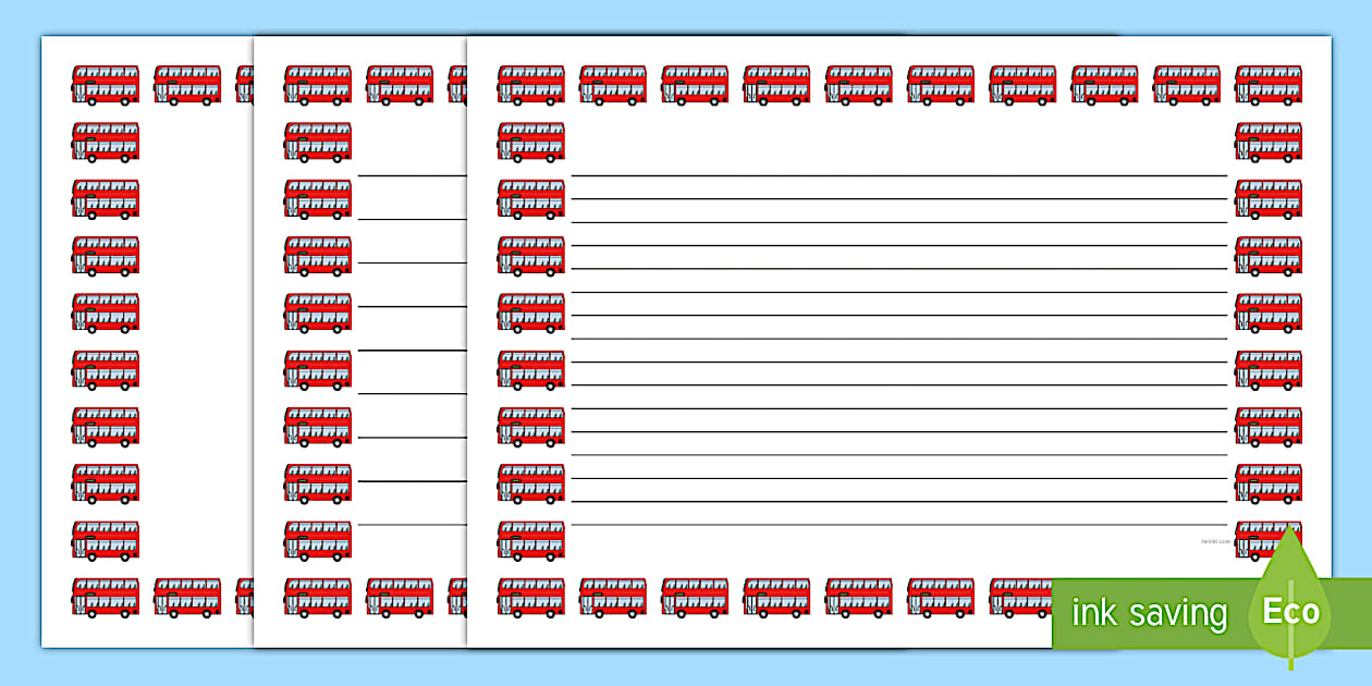 Editable Red Bus Landscape Page Borders (teacher made)