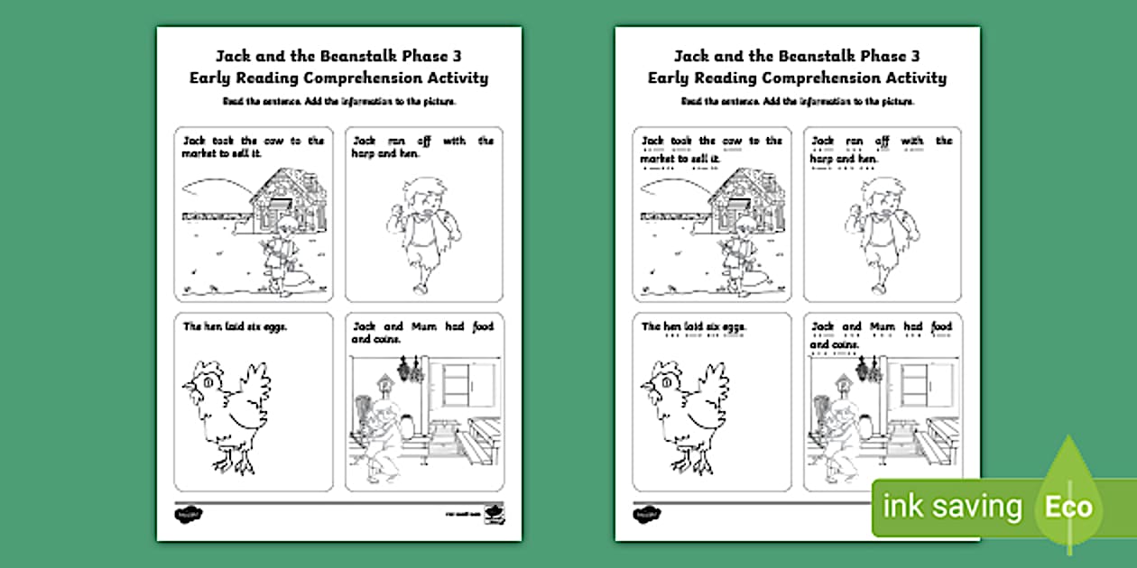 Jack and the Beanstalk Phase 3 EYFS Reading Comprehension