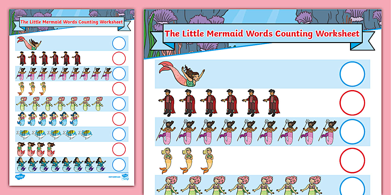 The Little Mermaid Counting Sheet (teacher made) - Twinkl