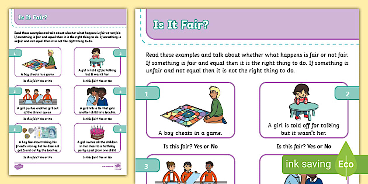 Is It Fair Worksheet | Twinkl USA (Teacher-Made) - Twinkl