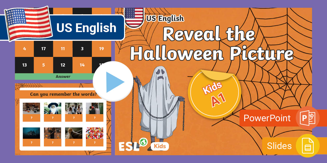 ESL Halloween Reveal Vocabulary Game {Kids} (teacher made)