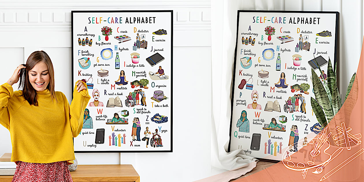 Self-Care Themed Alphabet Wellbeing Poster