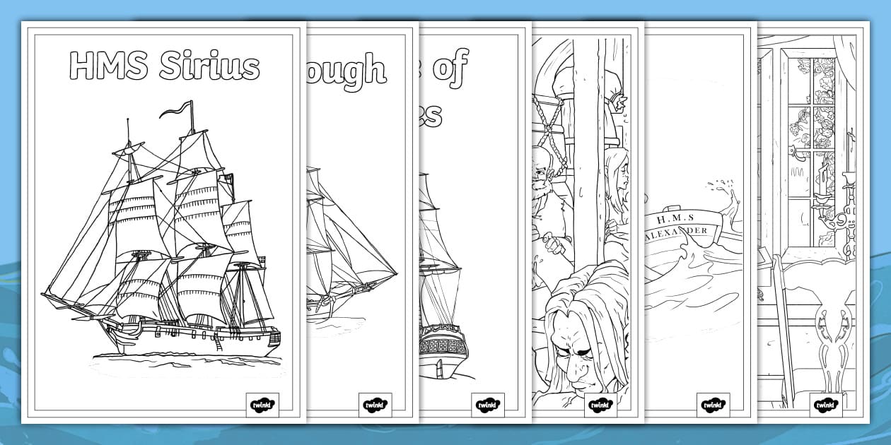 Eleven Tall Ships Colouring Pages Pack - Twinkl