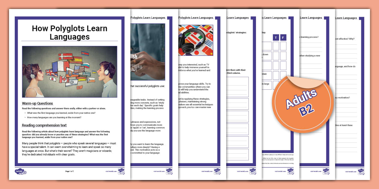 ESL How Polyglots Learn Languages Reading Comprehension [Adults, B2]