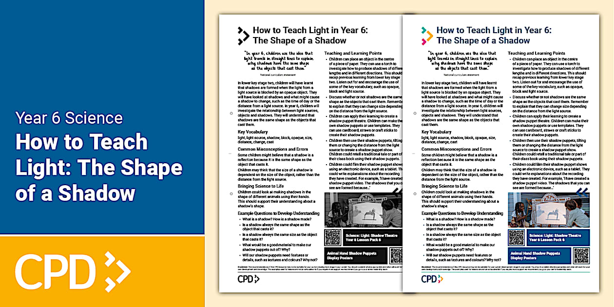 How to Teach Light in Year 6: The Shape of a Shadow - Twinkl