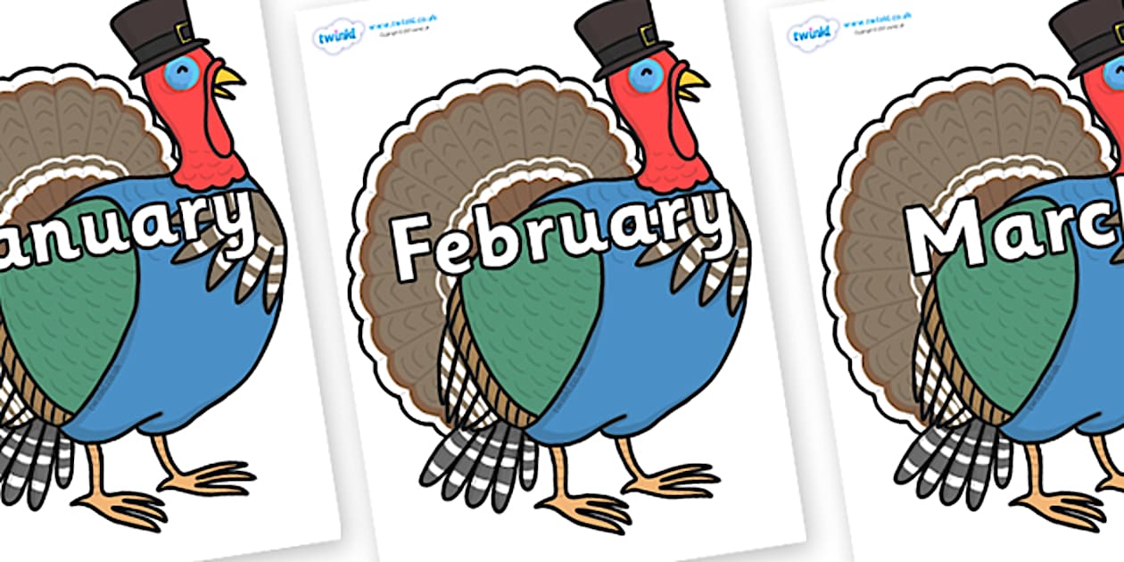 Months of the Year on Turkey Lurky (Teacher-Made) - Twinkl