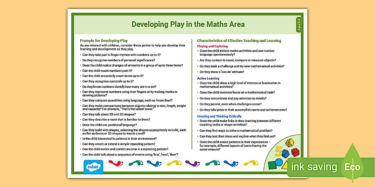 EYFS Maths Area 3-4 Next Steps Poster (teacher made)