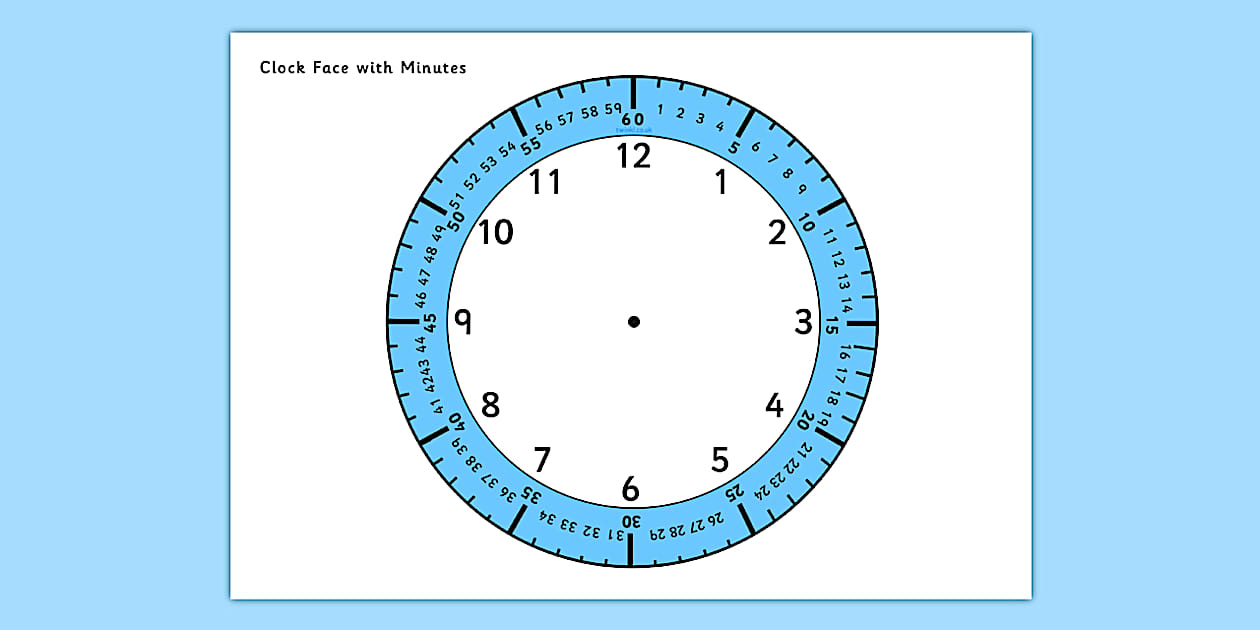 12 Hour Clock Face with Minutes (teacher made) - Twinkl