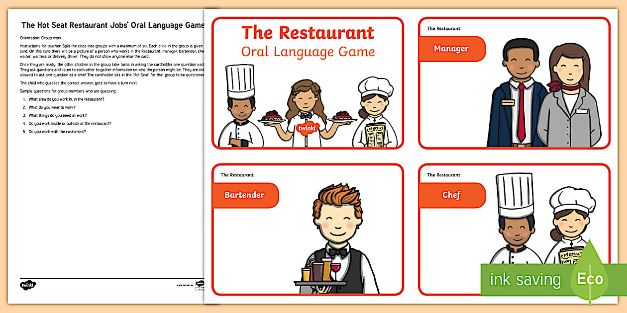 The Restaurant Hot Seat Oral Language Role Play Language Cards