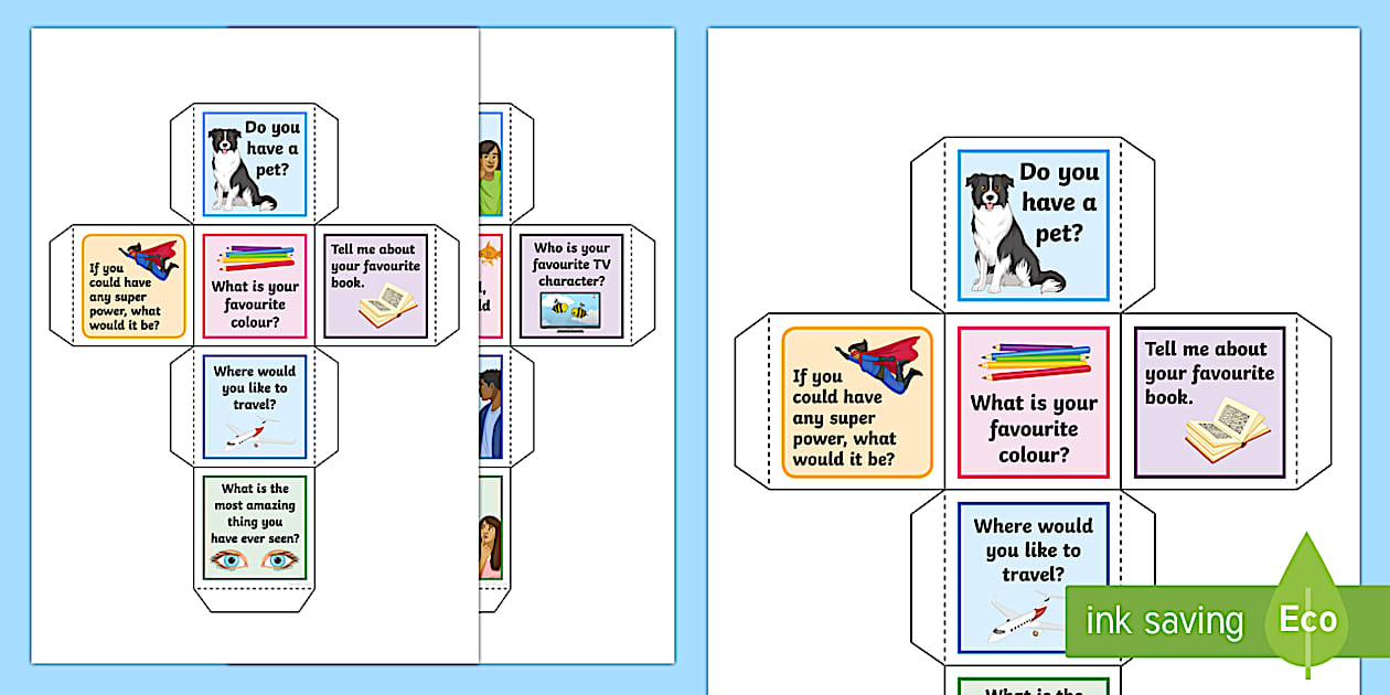 Black and White Conversation Starter Dice Activity - Twinkl