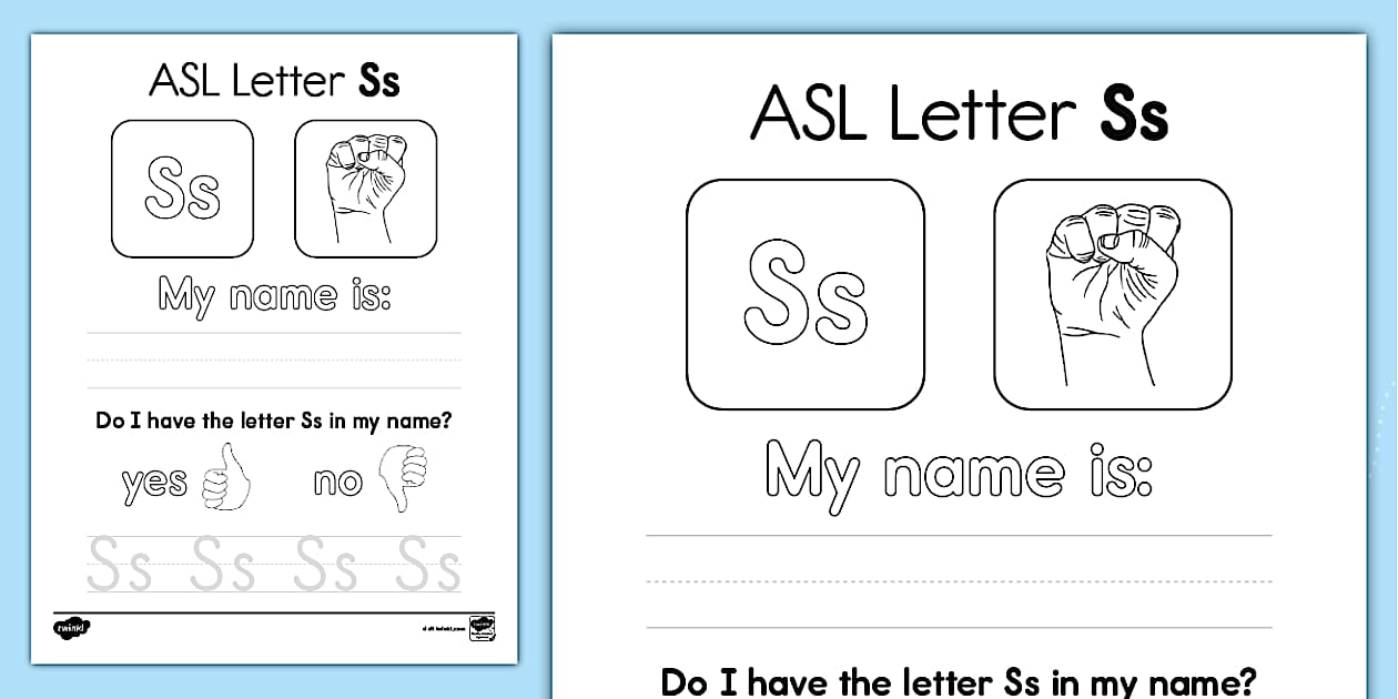 ASL Letter Ss Worksheet (teacher made) - Twinkl