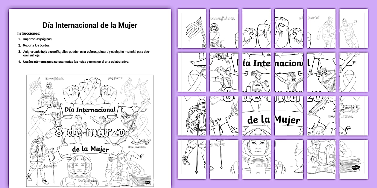 Día Internacional de la Mujer - arte colaborativo - Twinkl