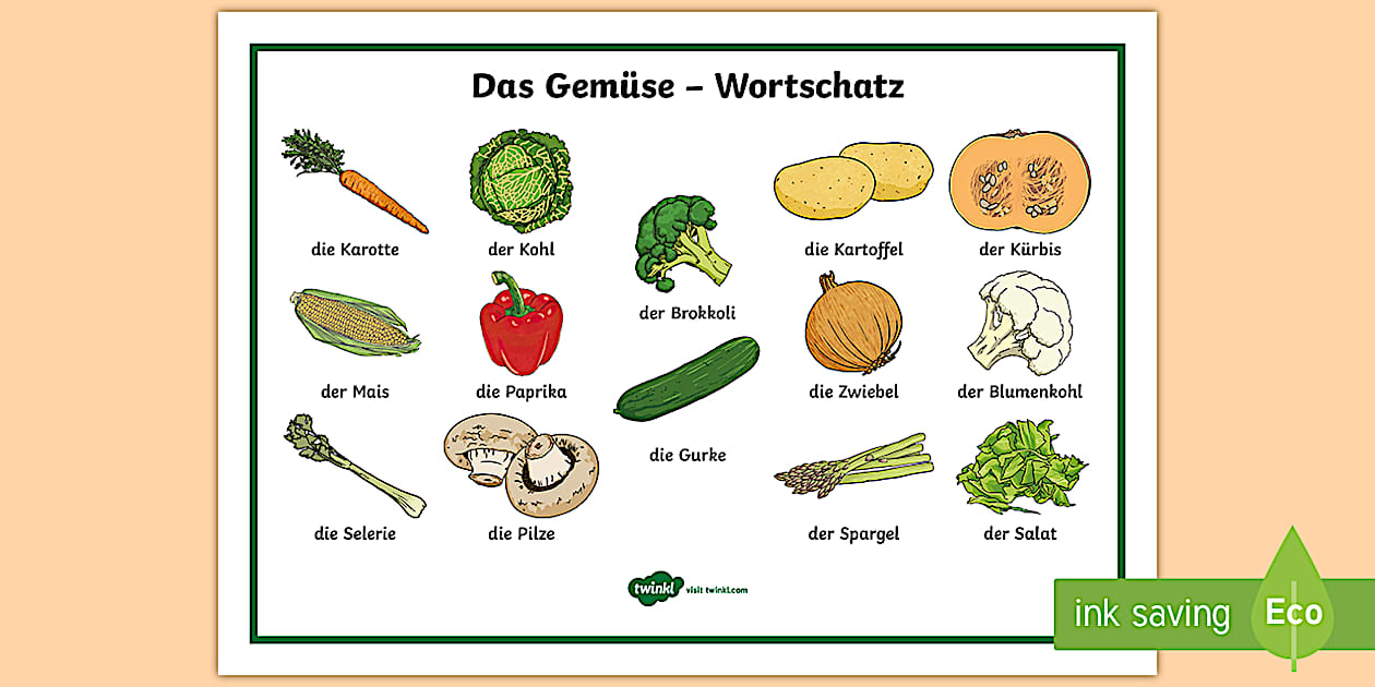 Vegetable Word Mat German (Teacher-Made) - Twinkl