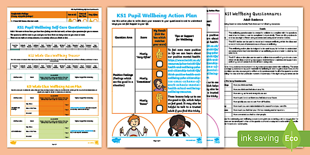 KS1 Wellbeing Questionnaires Pack (Teacher-Made) - Twinkl