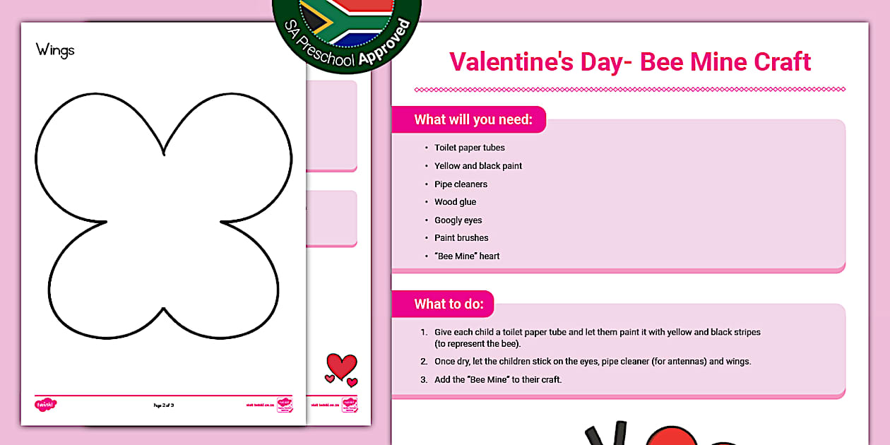 Preschool: Valentine's Day: Bee Mine Craft