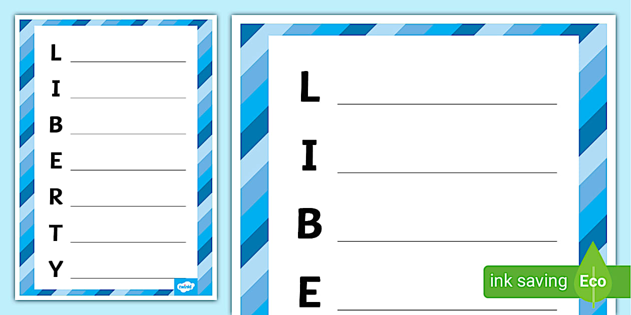 Liberty Acrostic Poem,liberty (teacher made) - Twinkl
