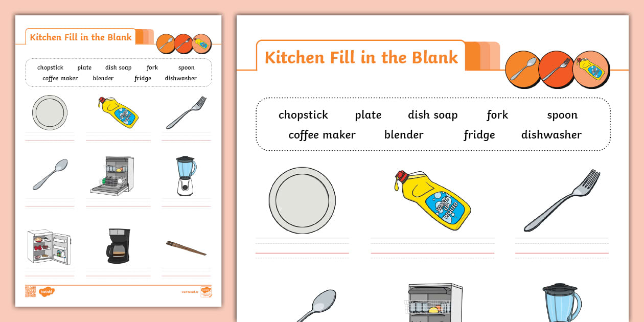 05 Teacher I Am Done ⅼ Kitchen Fill in the Blank Labeling Activity