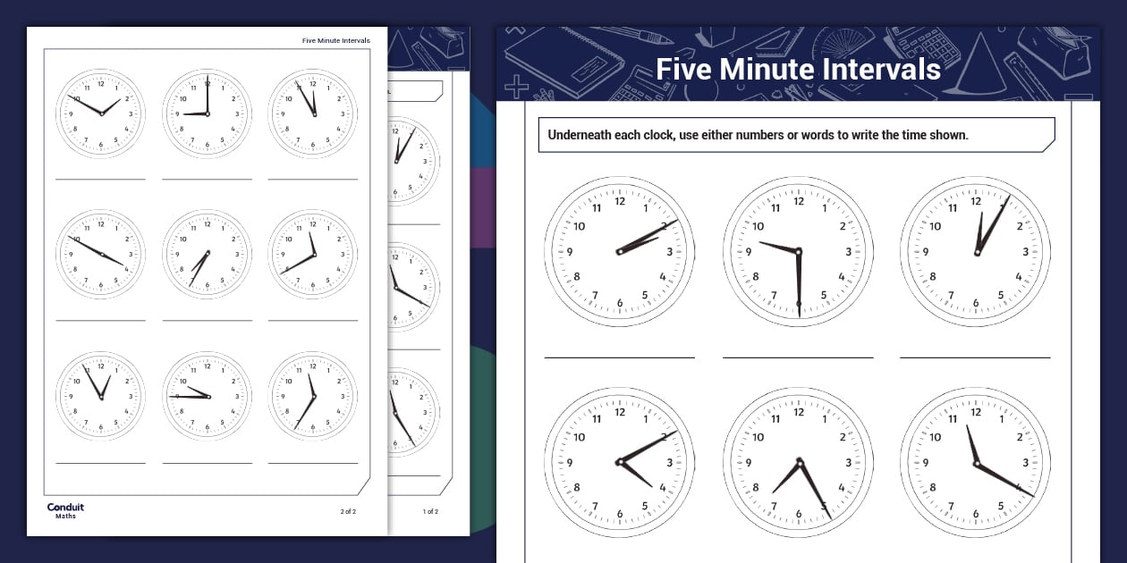Reinforcing Time: Five Minute Intervals Activity Sheets