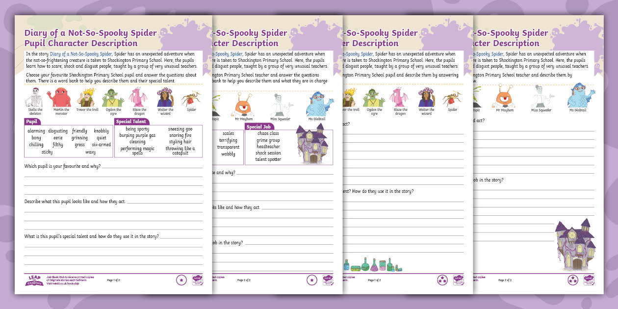 'Diary of a Not-So-Spooky Spider' Character Description