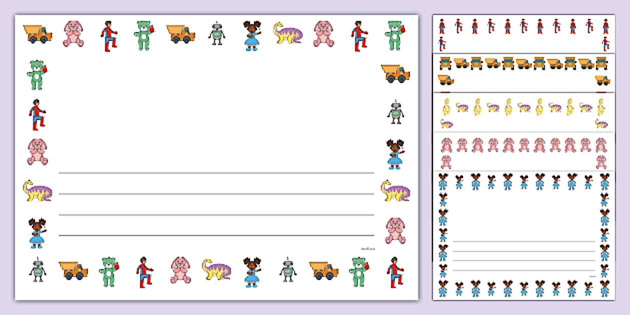 Phonics: Level 1: Toy Characters Page Borders (teacher made)