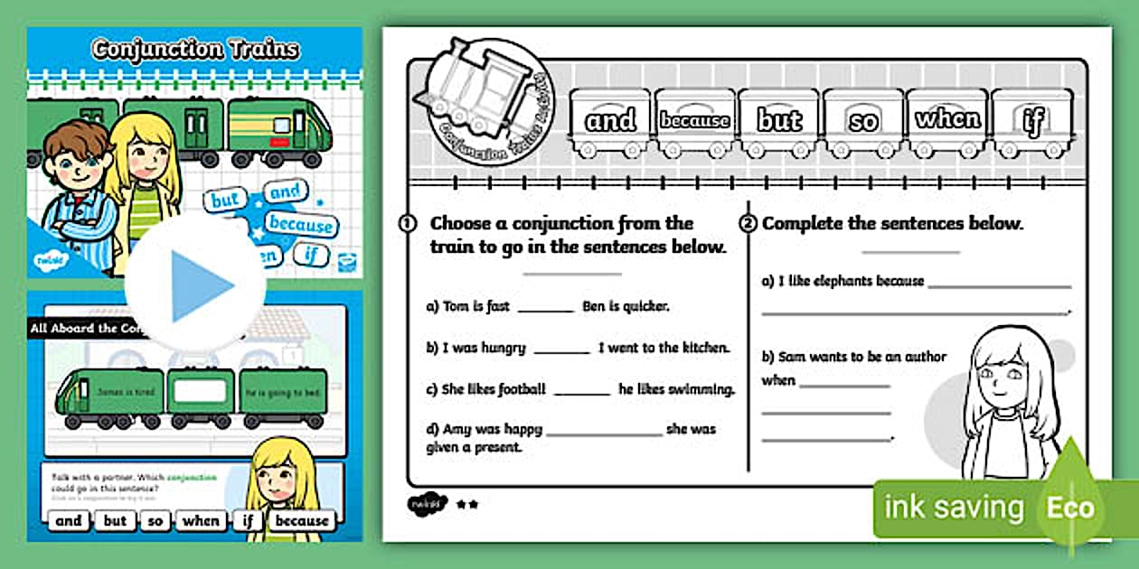 Conjunction Train Teaching Pack | Twinkl | Grammar | KS1