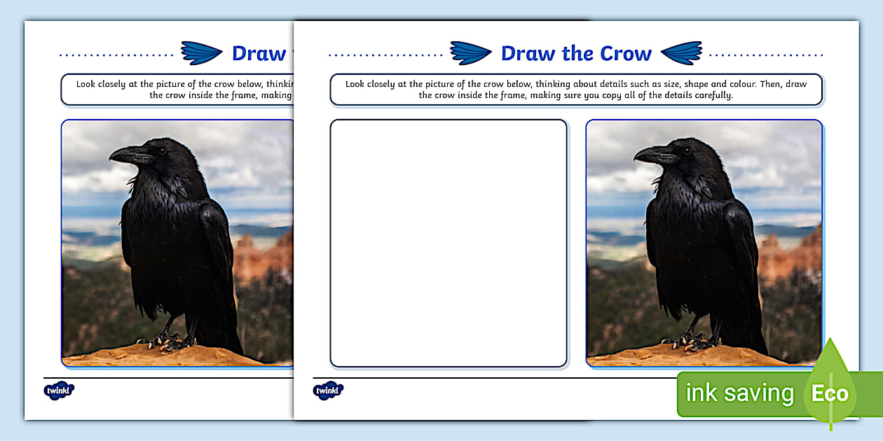 Draw the Crow Art Activity (teacher made) - Twinkl
